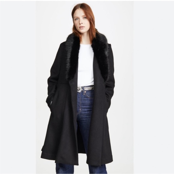 Reformation | Jackets & Coats | New Reformation Black Faux Fur Trim ...